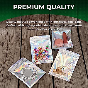 Resealable Mylar Bags for Food Storage (5x8 Inch-100 Pack _ Holographic)