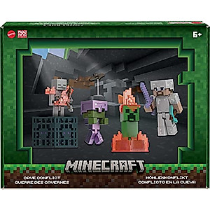Mattel Minecraft Toys | Story Pack with 4 Action Figures and Accessories | Cave Conflict with Steve and Skeleton | Collectible Gift for Kids (Amazon Exclusive)