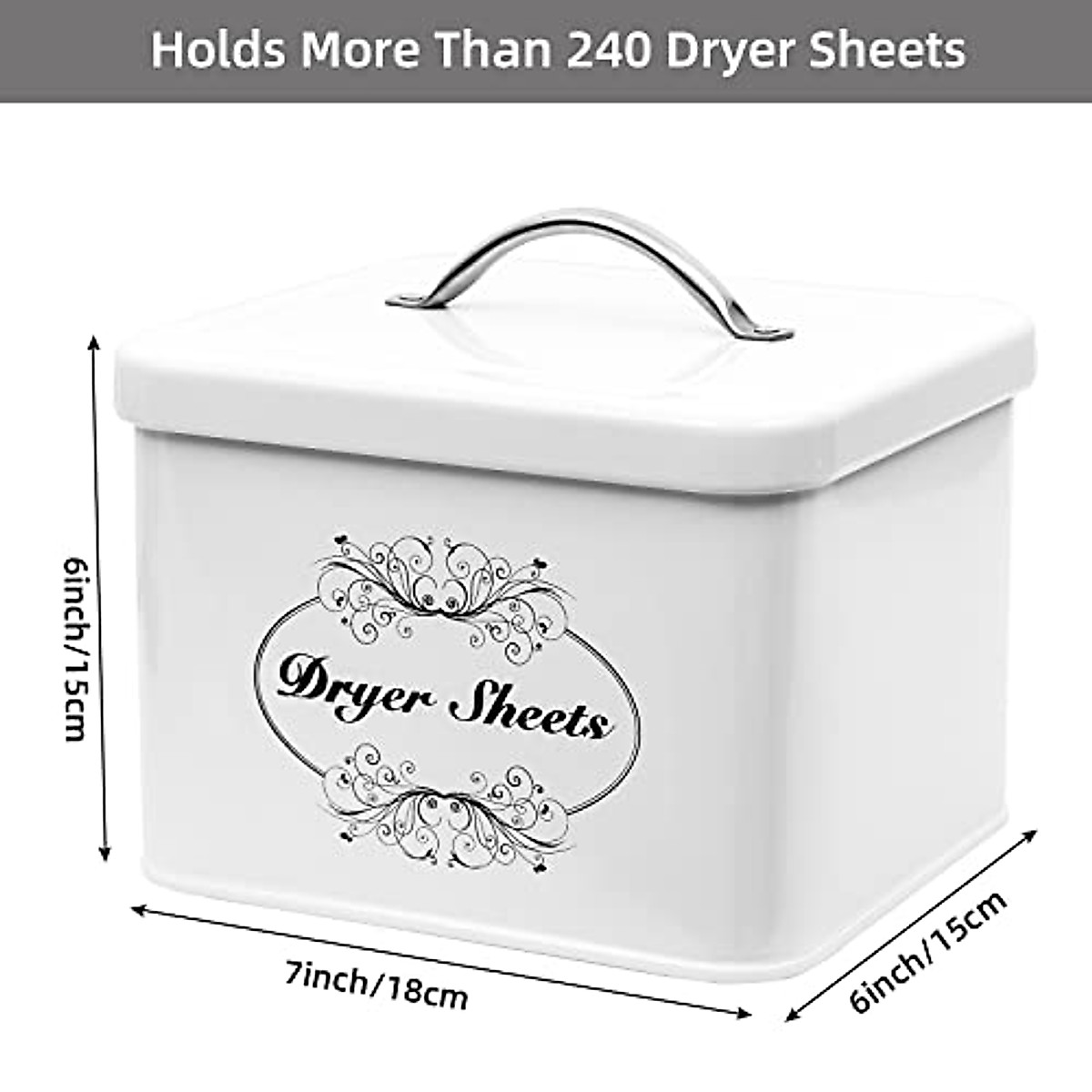 Farmhouse Dryer Sheet Holder with Lid for Laundry Room Decor,Dryer Sheet Container for Laundry Room Organization,Laundry Dispenser,Space Saving Laundry Room Storage, White