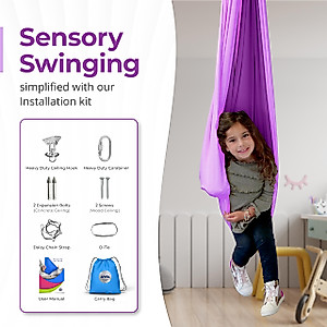 AWA Sensory Swing Indoor for Kids & Adults with Special Needs (Includes Hardware) Indoor Swing for Kids & Adults with Autism, ADHD, and Sensory Processing Challenges (Pink/Purple)
