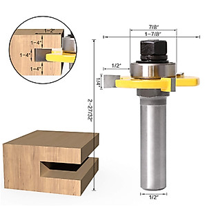 Lock Miter 45 Degree Joint Router Bits + 2Pcs Tongue and Groove Set [1/2-Inch Shank], APLUS 45° Lock Mitre Glue Joint Router Bit + Router Bit Set 3 Teeth T Shape, Wood Milling Cutter Woodworking Tool