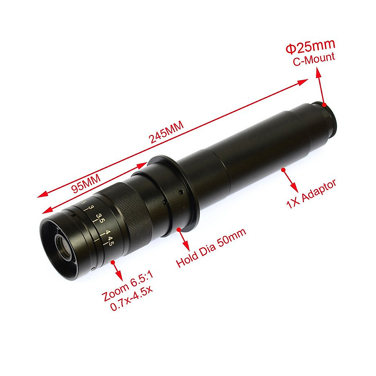 Monocular Max 300x Zoom C-Mount Glass Lens Adapter F/Industry Digital Microscope Camera Objective