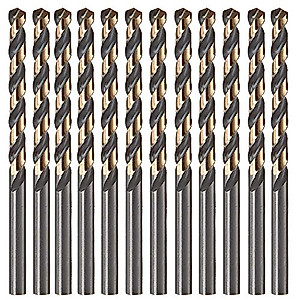 12 PCS,5/32", HSS Black and Gold Coated Twist Drill Bits, Metal Drill, Ideal for Drilling on mild Steel, Copper, Aluminum, Zinc Alloy etc. Pack in Plastic Bag