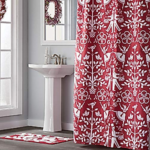 SKL Home Vern Yip Christmas Carol Shower Curtain, 70 x 72 Inches, Red