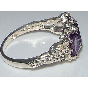 925 Sterling Silver Real Genuine Amethyst Womens Promise Ring - Size 9