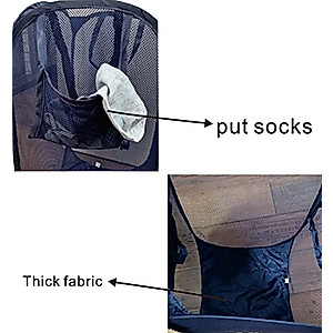 Pop-Up Mesh Hamper, Laundry Hamper with Reinforced Carry Handles (blue)