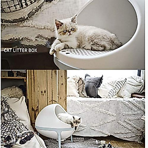 HONGFEISHANGMAO Cat Box Creative Cat Toilet Large Litter Box, Semi-Enclosed Litter Box, Cat Potty, Cat Supplies Cat Litter Pan (Blue) Cat Furniture (Color : Gray)