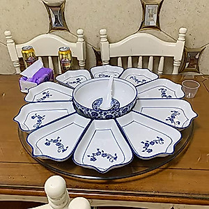Lazy Susan Turntable, 20/24/27/32in Transparent Glass Rotating Tray For Dining Table, Round Tabletop Swivel Tray Rotatable Serving Plate With Aluminum Alloy Bearing Thick: 8mm (Size : 90cm/36")