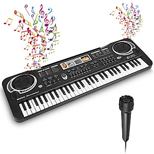 KOCASO Piano Keyboard 61 Keys Digital Music Electronic Keyboard Electric Piano Musical Instrument Kids Learning Keyboard with Microphone For Beginners Kids Girls Boys