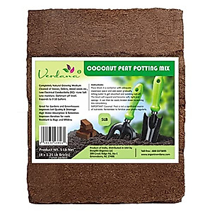 Verdana Coconut Fiber Potting Mix – 5 Lb Pack - 4x 1.25 Lb Compressed Bricks - Coco Coir, Coco Peat, Coir Pith - Alternative to Peat Moss – Soilless Growing Medium - Low EC, Optimum pH, High Expansion