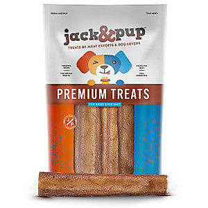 Jack&Pup 6" Bully Sticks for Dogs | Jumbo Odor Free Bully Sticks for Large Dogs | All Natural Beef Pizzle Sticks (Jumbo, 6 Pack)