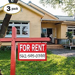 Greenyef Graphics For Rent 13 oz Heavy Duty Vinyl Banner - 3 Pack - DIY Sign for Business, House Indoor/Outdoor Single-Sided with Metal Grommets | 12x21” Red & White