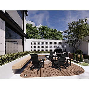 Modern Adirondack Chairs Set of 8, Poly Lumber Patio Chairs, Pre-Assembled Weather Resistant Outdoor Chairs for Pool, Deck, Backyard, Garden, Fire Pit Seating, Black