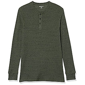 Amazon Essentials Henley Long Sleeve Shirts for Men, Regular-Fit Waffle, Olive Heather, Medium