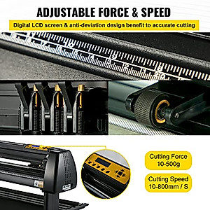 VEVOR Vinyl Cutter 34Inch Bundle, Vinyl Cutter Machine Manual Vinyl Printer LCD Display Plotter Cutter Sign Cutting with Signmaster Software for Design and Cut,with Supplies, Tools