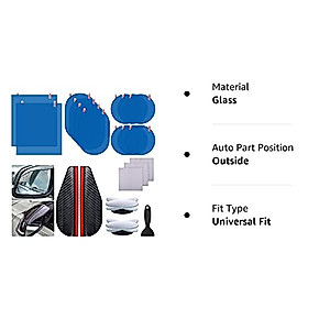 Tallew 20 Pcs Waterproof Car Mirror Film Set, 12 Pcs Waterproof Mirror Film for Car, 2 Pcs Car Side Mirror Rain Guard, 2 Pcs Blind Spot Mirrors 4 Pcs Scraper and Cleaning Cloth for Most Car Truck Suv