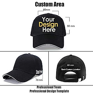 10PACK Custom Front&Back Baseball Cap Text and Logo 100% Cotton Personalized Embroidered Hat in Bulk