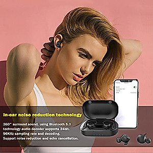 Green Wireless Earbuds with Earhooks IPX7 Waterproof Running Sport in Ear Headphones Noise Cancelling Earphones Bluetooth Ear Buds Workout Deep Bass Headset TWS Stereo Built-in Mic for Android iOS