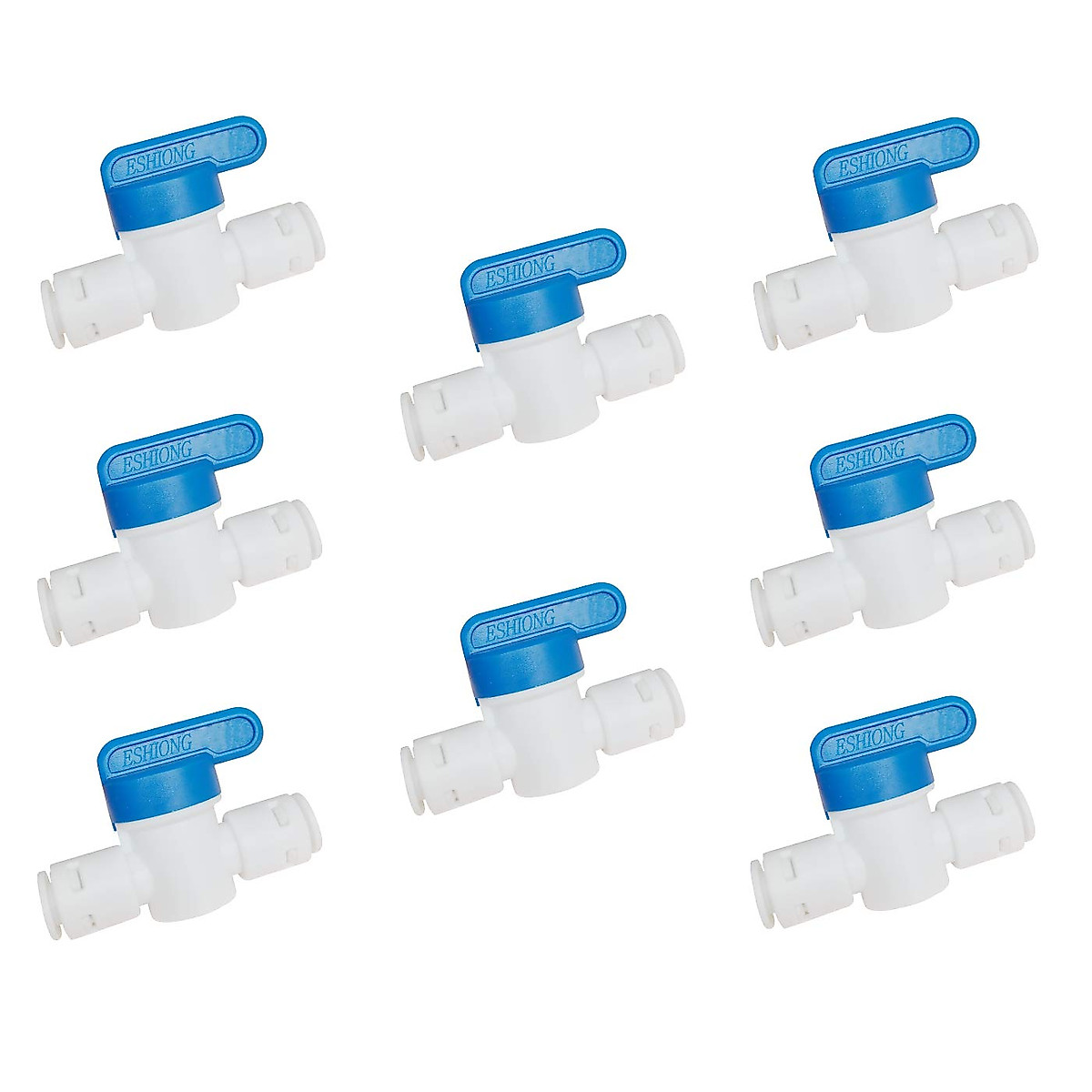 ESHIONG 1/4" Push to Connect Shut Off Ball Valve for RO(Reverse Osmosis) Water Filter,NSF Certified Plastic Quick Connect RO Fittings(8 pcs)