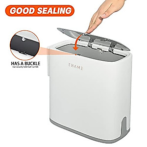 Slim Bathroom Trash Can with Attached Bag Reservoir - Modern 2 Layer Bathroom Trash Cans with Lids to Lock Odors In - Waterproof and Easy to Clean Small Trash Can with Lid - Trashcan for Your Bathroom