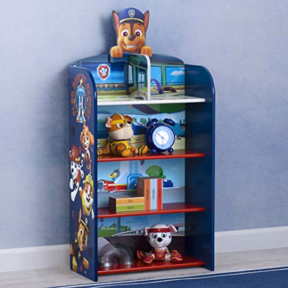 Delta Children Wooden Playhouse 4-Shelf Bookcase for Kids, PAW Patrol