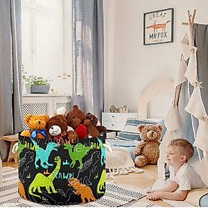 visesunny Collapsible Large Capacity Basket Dino Rawr Clothes Toy Storage Hamper with Durable Cotton Handles Home Organizer Solution for Bathroom, Bedroom, Nursery, Laundry,Closet