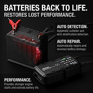 NOCO GENIUSPRO50, 50A Smart Car Battery Charger, 6V, 12V and 24V Portable Automotive Charger, Battery Maintainer, Trickle Charger and Desulfator for AGM, Lithium, Marine, Boat and Deep Cycle Batteries