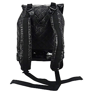 Closeout Services Corp. Bella Mia Uptown Day Pack - Stylish Black Quilted Body with Comfortable Backpack Straps, Perfect for Everyday Adventures and Chic Urban Exploration