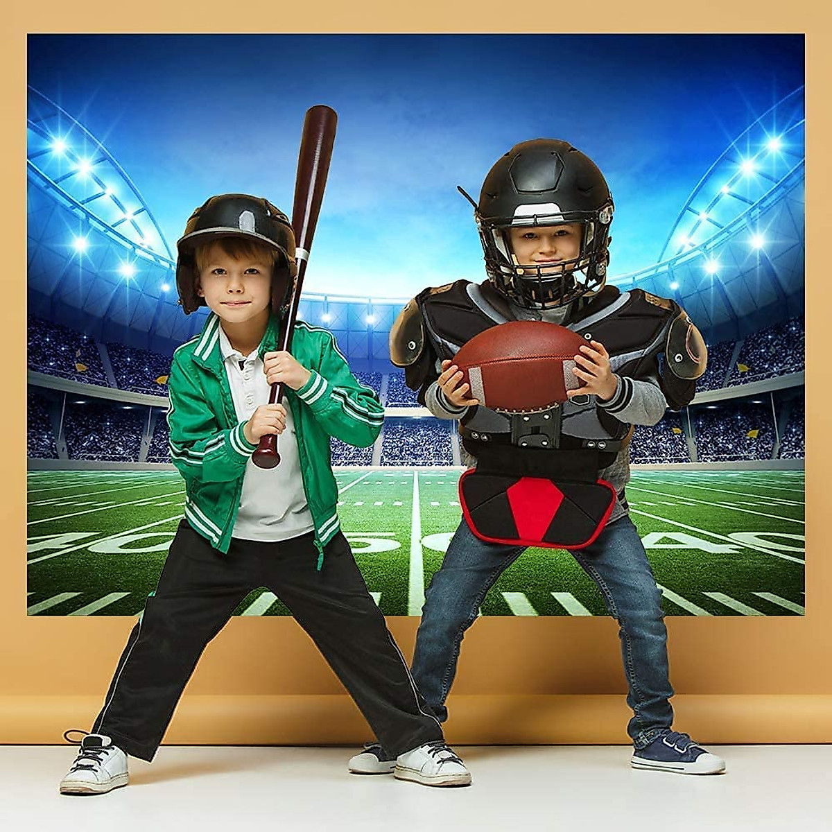 Football Field Backdrop American Football Field AuditoriumLight Rugby Sports Soccer Themed Party Baby Photography Background (7X5FT)