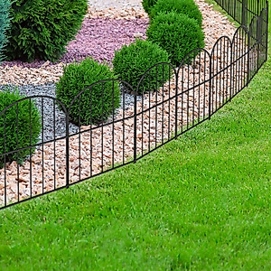 OUSHENG Small Decorative Garden Fence, 10ft (L) x 16.5in (H) Fencing, Rustproof Metal Wire Panel Border Animal Barrier for Dog, Flower Plant Edging for Yard Backyard Outdoor, Arched