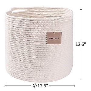 voten Off White Woven Storage Cubes Baskets Bins for 13x13 Cube Organizer/Shelving,Rope Baskets for Storage/Organizing,Toy Storage Bins,Cloth Closet Organizing Basket Bin 3 Packs,12.6x12.6’’