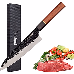 TenSteed Chef Knife Japanese Gyuto Chef Knife,Professional Hand Forged Kitchen Chef Knife, 5 Layers 9CR18MOV High Carbon Meat Sushi Knife with Sandalwoods Handle & Gift Box (8 inch)