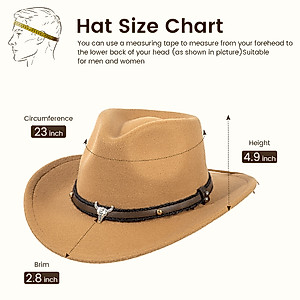 Toppers Wide Brim Fedora Hats for Womens Mens Cowboy Hat Outdoor Panama Hat Camel