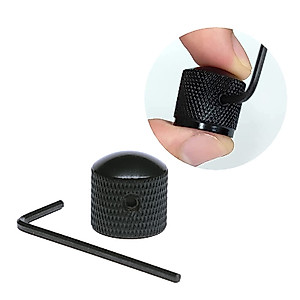 harpfeas 4 Pcs Metal Volume Tone Dome Tone Guitar Speed Control Knobs with Allen Keys Screws Set for Fender Strat Telecaster Gibson Les Paul Electric Guitar or Bass (Black)