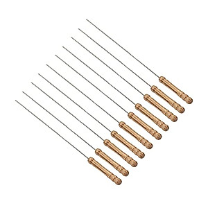 RvSky Garden kit 10pcs Barbecue Skewers Wooden Handle Stainless Steel BBQ Kabob Sticks for Outdoor Barbecue 11.8in