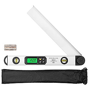16 inch/40cm Aluminum Digital Angle Finder Built-in Bubble Vials, XUNTOP Digital Protractor 0-225° with Large Backlit Display Ideal for Interior Designer Carpenter Woodworker