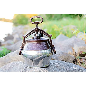 Afghan pressure cooker Model NR 9 quart (8.5 liter) capacity. Aluminum Uzbek Kazan pressure pot for indoor/outdoor cooking