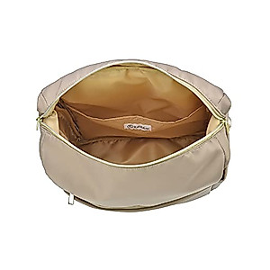 Kah&Kee Cute Travel Backpacks for Womens Fashion Lightweight Water-Resistant Commuting Gym Pockets Fake-Leather Nylon Stitching 2 PCS (Metallic Gold)