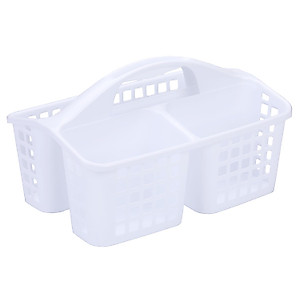 LAIGOO Portable Shower Caddy Basket Utility Caddy Tote, Bathroom Caddy Bucket with Handle for Shower Cleaning Products and Organizing, White