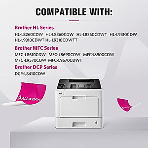 ALLWORK Compatible TN-433 Toner Cartridge Replacement for Brother TN433 TN431 TN433BK Toner Cartridge Works with Brother Color HL-L8360CDW MFC-L8610CDW MFC-L8900CDW Printer (Black Cyan Magenta Yellow)