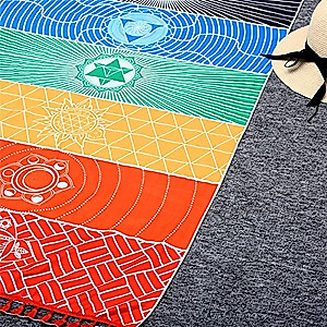Yoga Mat Tapestry Rainbow 7 Chakra Stripes Beach Towel Summer Wall Hanging Mandala Blanket Travel Sunscreen Shawl Hippy Boho