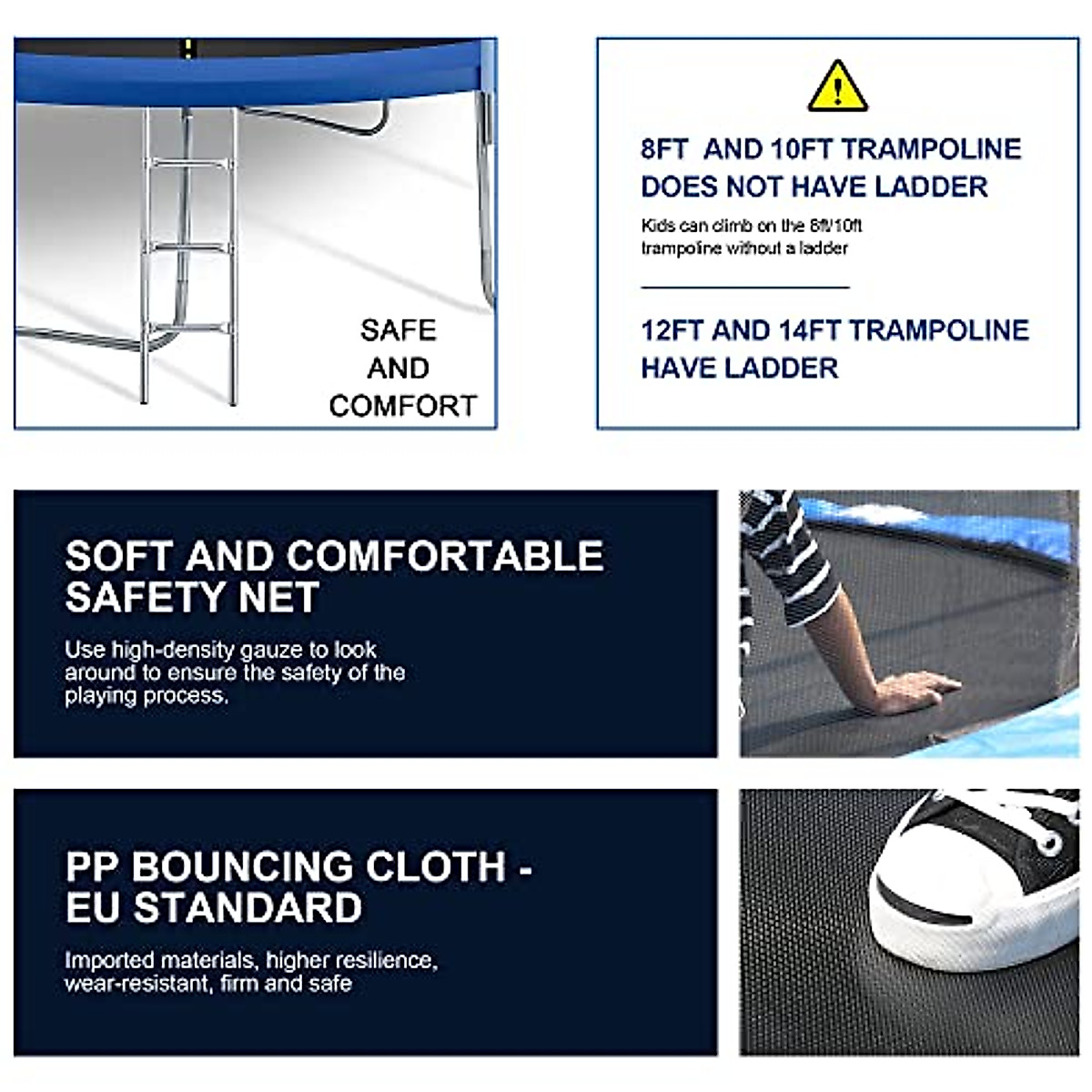 BestMassage 12FT Trampoline with Ladder and Safety Enclosure Net Jump Trampoline Outdoor PVC Spring Cover for Children and Adults