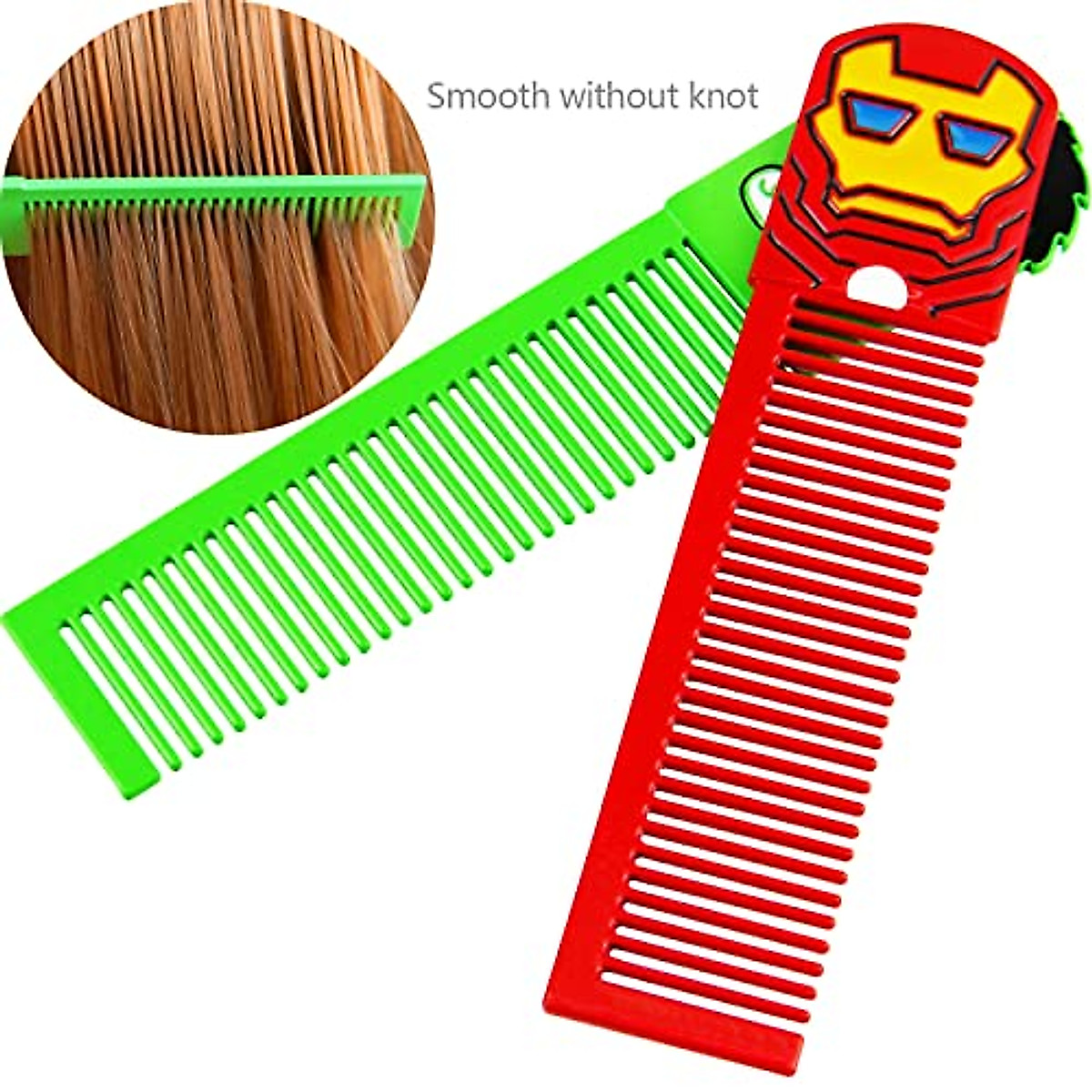 2Pcs Hulk & Iron Man Comb Stainless Steel Metal Comb Dense Tooth Comb Compact Size Comb