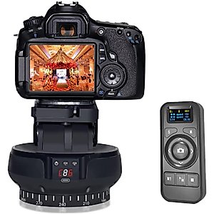 Motorized Pan Tilt Head, 100m Control, 360 Degree Rotation, Tilt ±35 Degree, 9 Gears Adjustable Speed, Panoramic Tripod Head for Smartphones, Camera