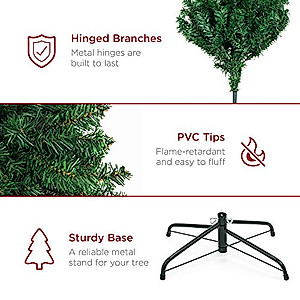 Best Choice Products 6ft Premium Hinged Artificial Holiday Christmas Pine Tree for Home, Office, Party Decoration w/ 1,000 Branch Tips, Easy Assembly, Metal Hinges & Foldable Base