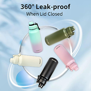 Toofeel 32 oz Insulated Water Bottle - Double Walled Stainless Steel Metal Water Bottle for Cold Hot Drink, Leak Proof, Chug Lid, Wide Mouth Thermal Cups for Men, Women & Kids Midnight Black