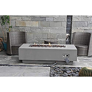 Elementi Granville Fire Table Cast Concrete Natural Gas Fire Table, Outdoor Fire Pit Fire Table/Patio Furniture, 45, BTU Auto-Ignition, Stainless Steel Burner, Lava Rock Included