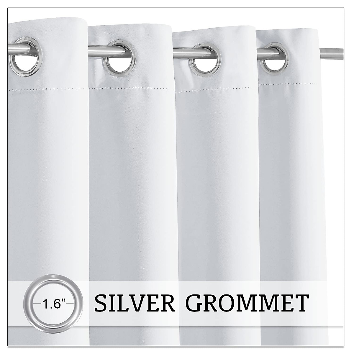 RYB HOME Outdoor Curtains 108 inch Long - Pergola Curtains Sunlight Block Out Waterproof Patio Drapes for Yard Gazebo Arbor Side Wall Cabana, 1 Pc, W 52 inches x L 108 inches, Grayish White