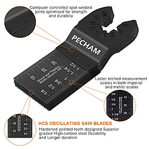 PECHAM 45PCS Universal Wood Oscillating Multitool Quick Release Saw Blades Fit Porter Cable Black & Decker Rockwell Ridgid Ryobi Milwaukee DeWalt Chicago Craftsman