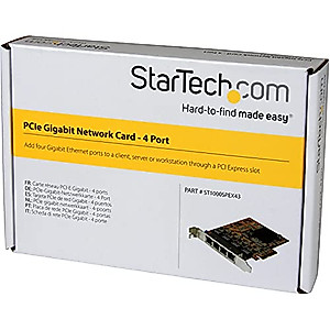 StarTech.com 4 Port PCIe Network Card - Standard Profile - RJ45 Port - Realtek RTL8111H Chipset - Ethernet Network Card - NIC Server Adapter Network Card , TAA (ST1000SPEX43)